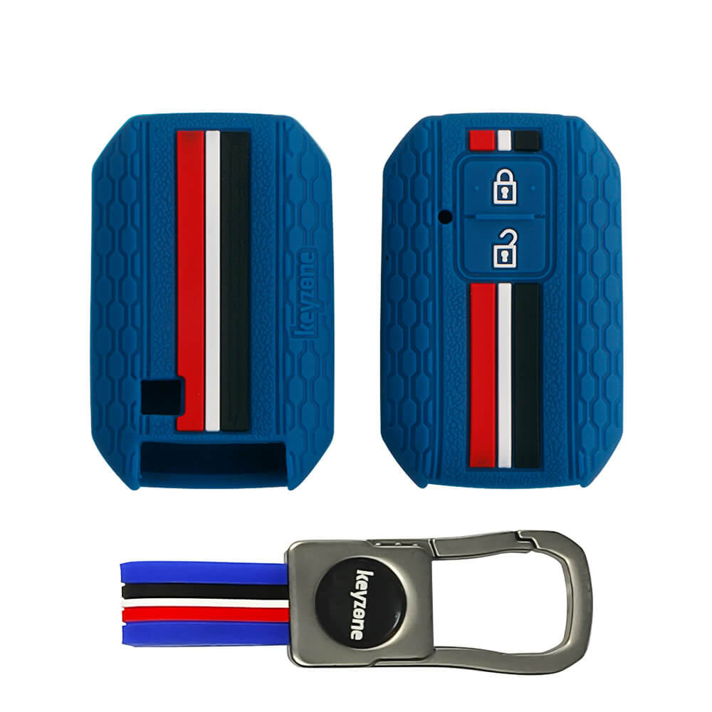 Keyzone striped key cover & metal striped keychain for Victoris, Swift