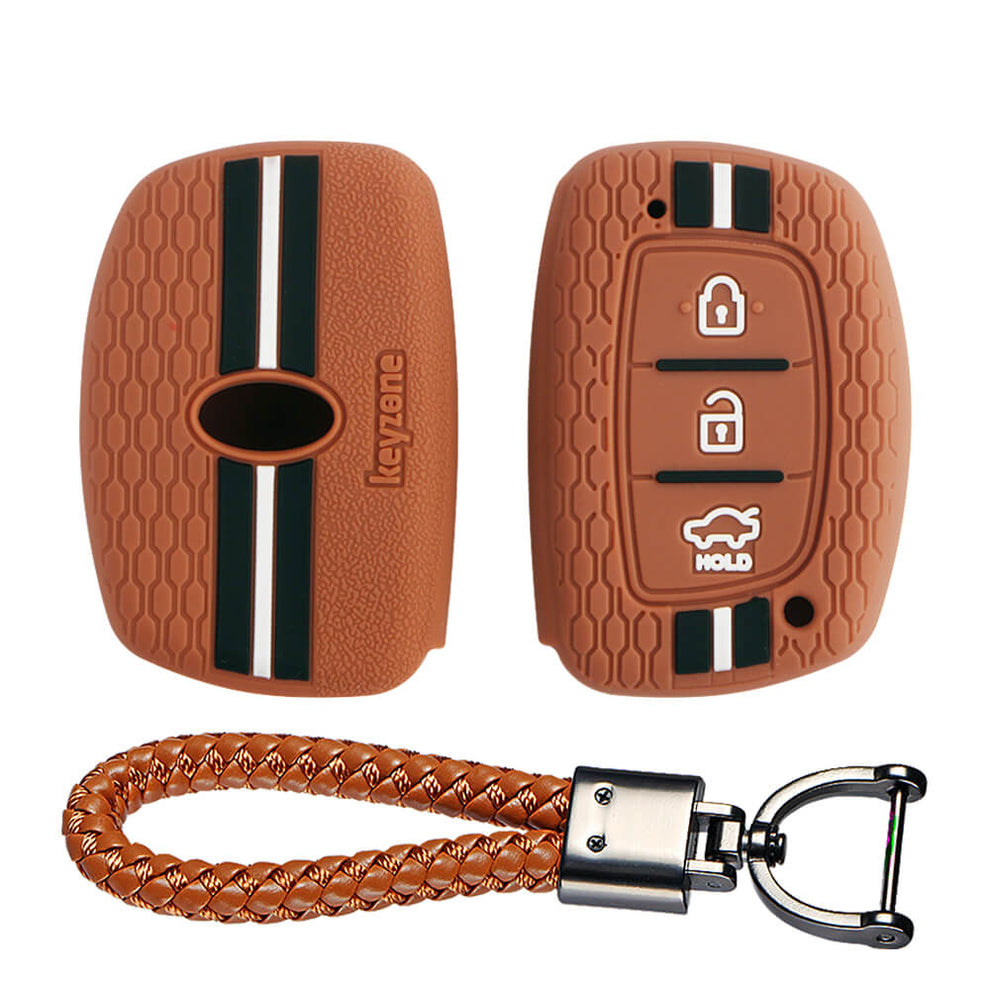 Keyzone striped key cover and keychain fit for : Exter, Creta, Elite I