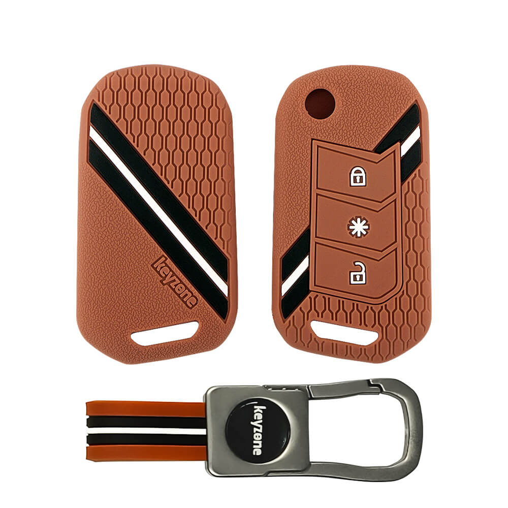 Keyzone striped silicone key cover & metal striped keyring for Thar, B