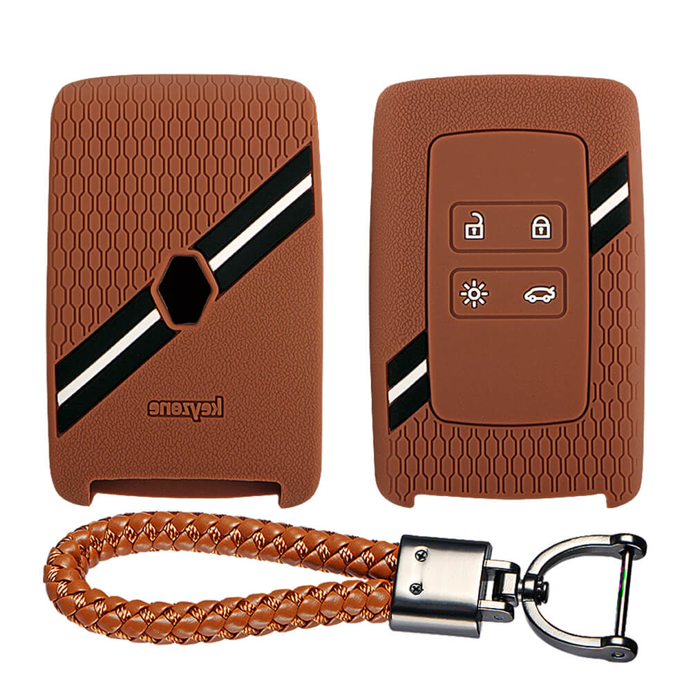 Keyzone striped key cover and keychain fit for : Triber, Kiger smart c