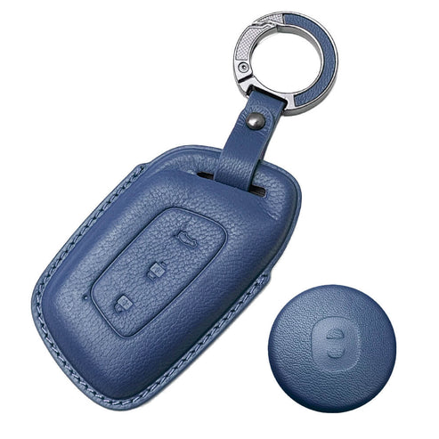 Keyzone Leather Key Cover & AC Vent Car Perfume for MG Hector 3 button