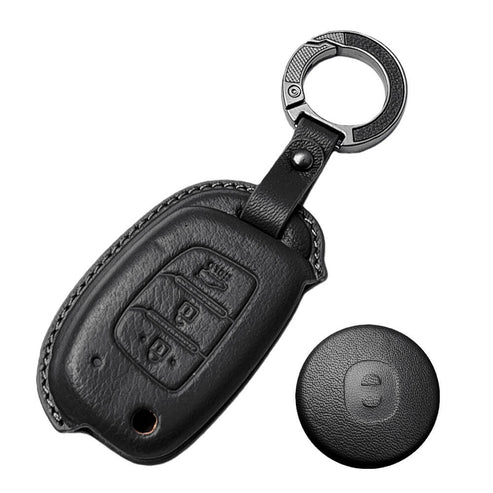 Keyzone Leather Key Cover & AC Vent Car Perfume Compatible for Hyundai