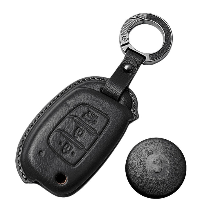 Keyzone Leather Key Cover & AC Vent Car Perfume Compatible for Hyundai