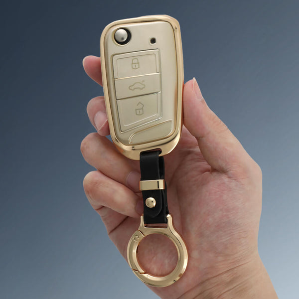 VW Skoda Virtus Kushaq Slavia Aluminium Flip Key Cover | Keyzone®