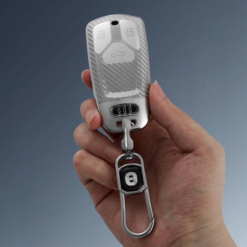 Audi Q5, A5, A8, Q7 3-Button TPU Smart Key Cover + Keychain | Keyzone