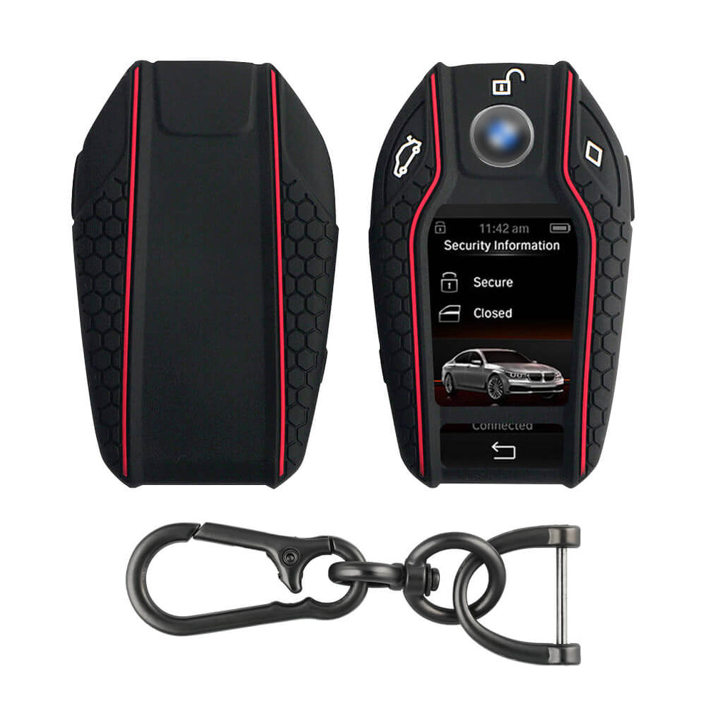 Keycare silicone key cover and keyring fit for : BMW LCD Display smart