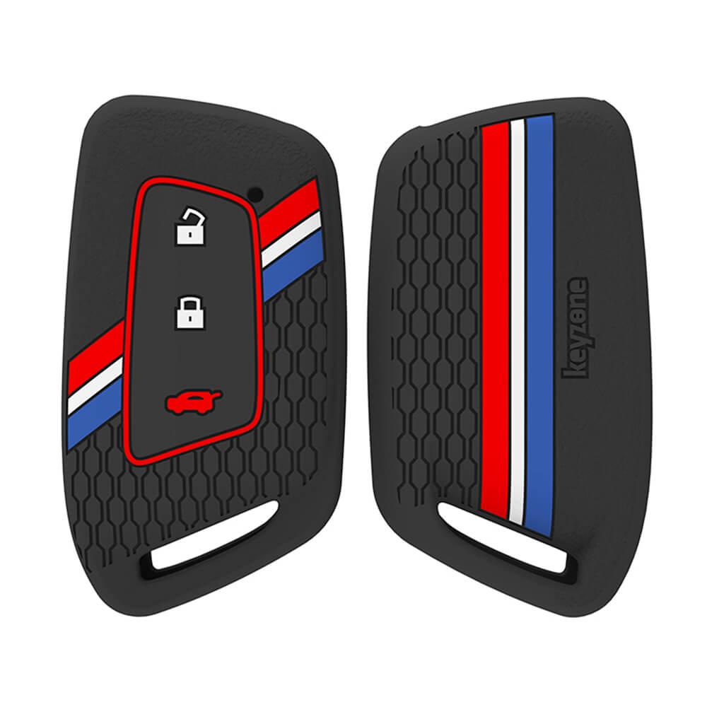Keyzone striped silicone key cover for MG Hector, Windsor EV 3 button