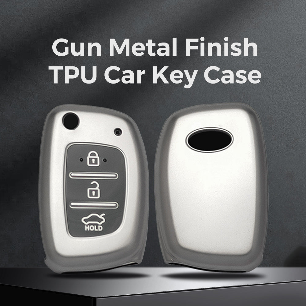 Keyzone® TPU Key Cover & metal alloy key holder for: i20, Creta, Venue