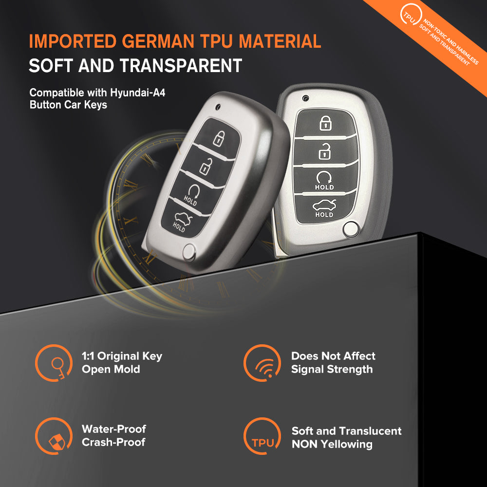 Keyzone® TPU Key Cover for Alcazar, Creta 2021 Onwards 4 Button Smart