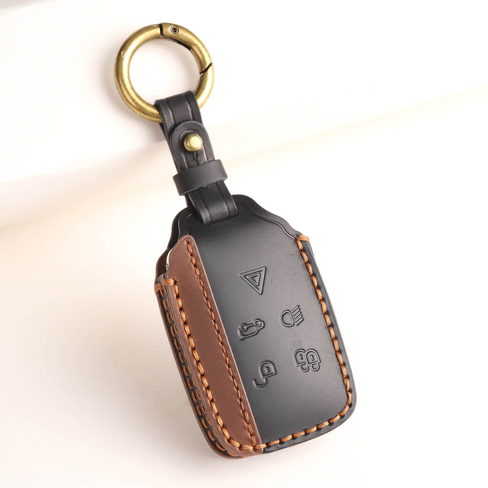 Keyzone dual leather key cover for Jaguar XF XJ XE F-PACE F-Type Range