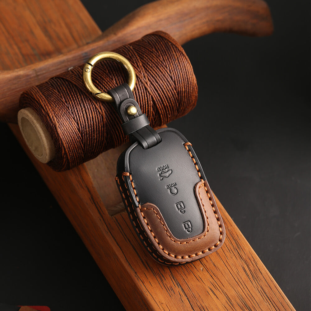 Keyzone dual leather key cover for Alcazar, Creta 2021 onwards 4 butto