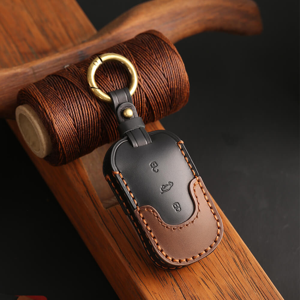 Keyzone dual leather key cover for Thar, Scorpio, Bolero, XUV700, XUV4