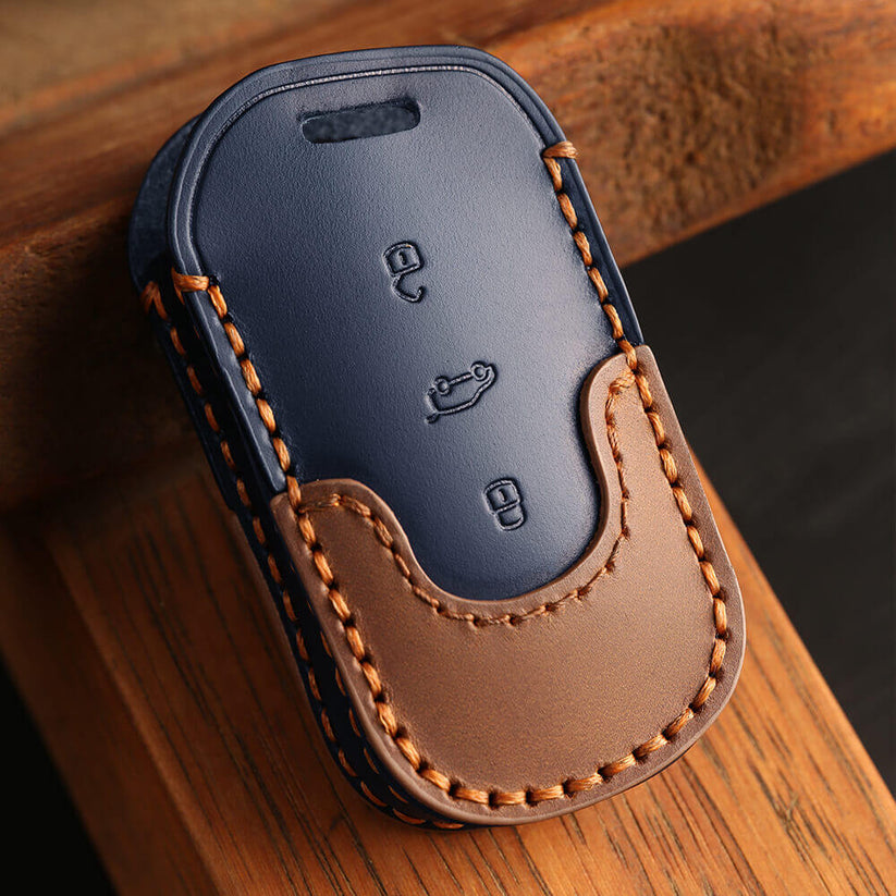 Keyzone dual leather key cover for Thar, Bolero, Scorpio, XUV700, XUV4