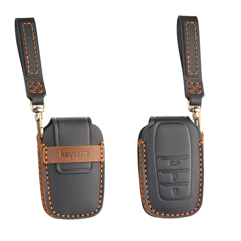 Keyzone leather key cover for Fortuner, Fortuner Legender 3 button sma