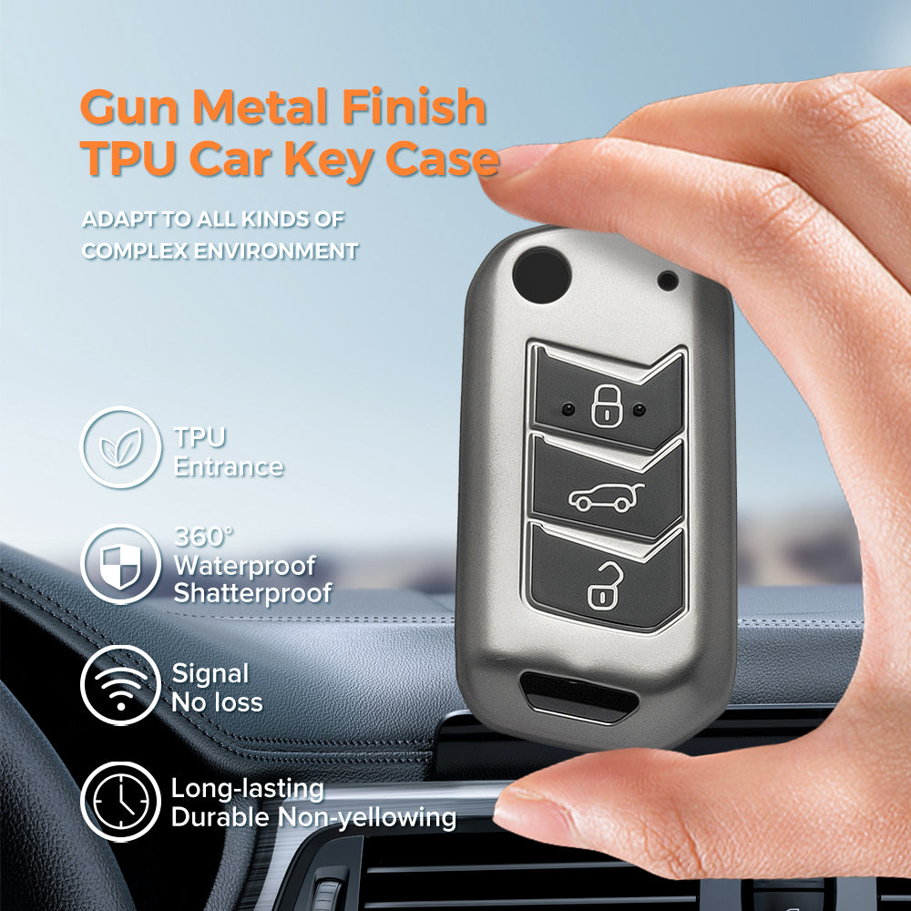 Keyzone® TPU Key Cover & metal alloy key holder for: Thar, XUV700, Sco
