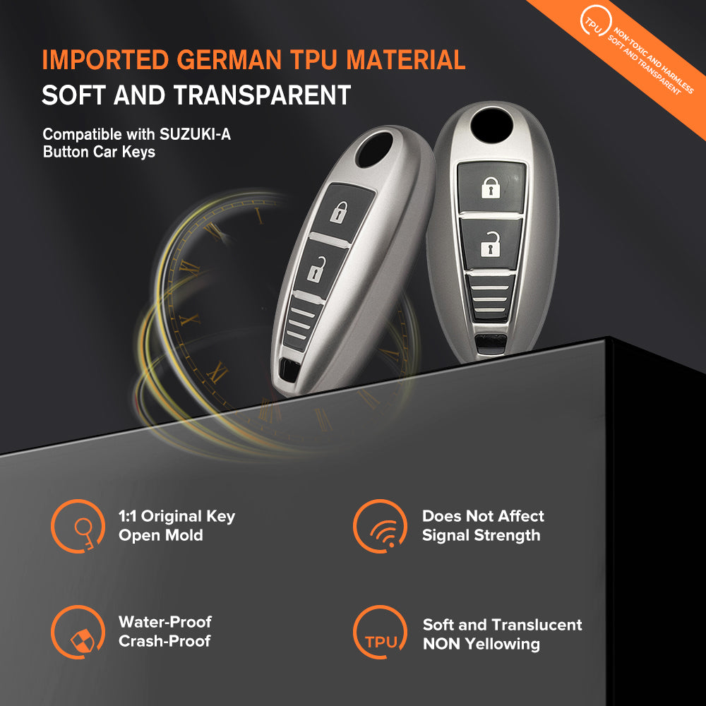 Keyzone® TPU Key Cover & metal alloy key holder for: Ciaz, Ignis, Bale