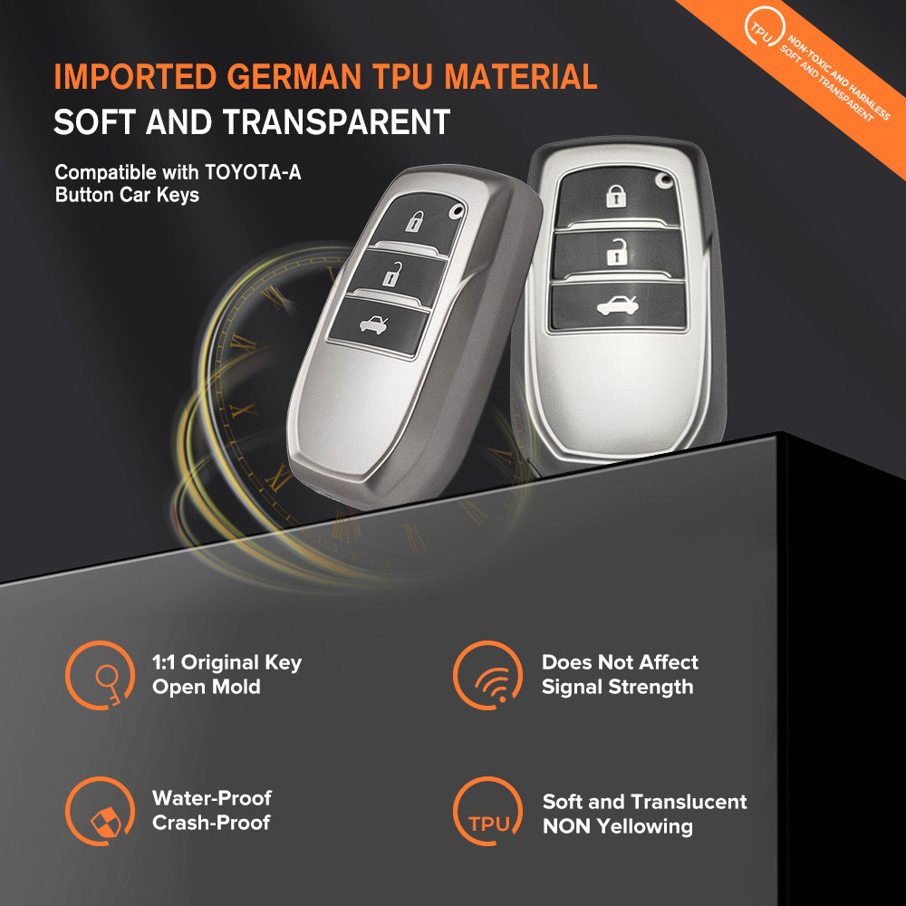 Keyzone TPU key cover & metal alloy key holder for Toyota Fortuner, Le