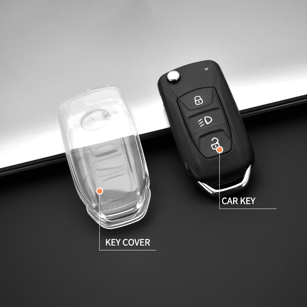 Keyzone clear TPU key cover and diamond keychain fit for Tata Nexon, H