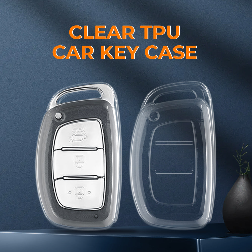 Keyzone clear TPU key cover fit for Exter, Creta, i20, Venue, Elantra,