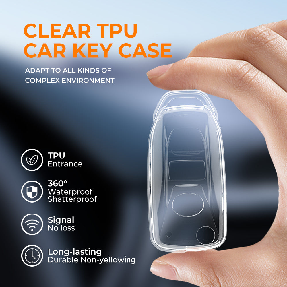 Keyzone clear TPU key cover and diamond keychain fit for Tata Nexon, H