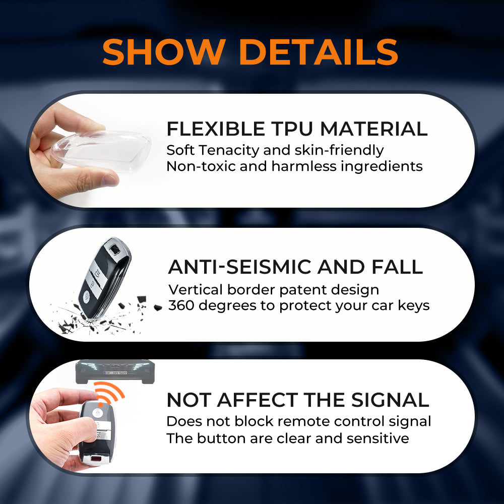 Keyzone clear TPU key cover and diamond keychain fit for Seltos, Sonet